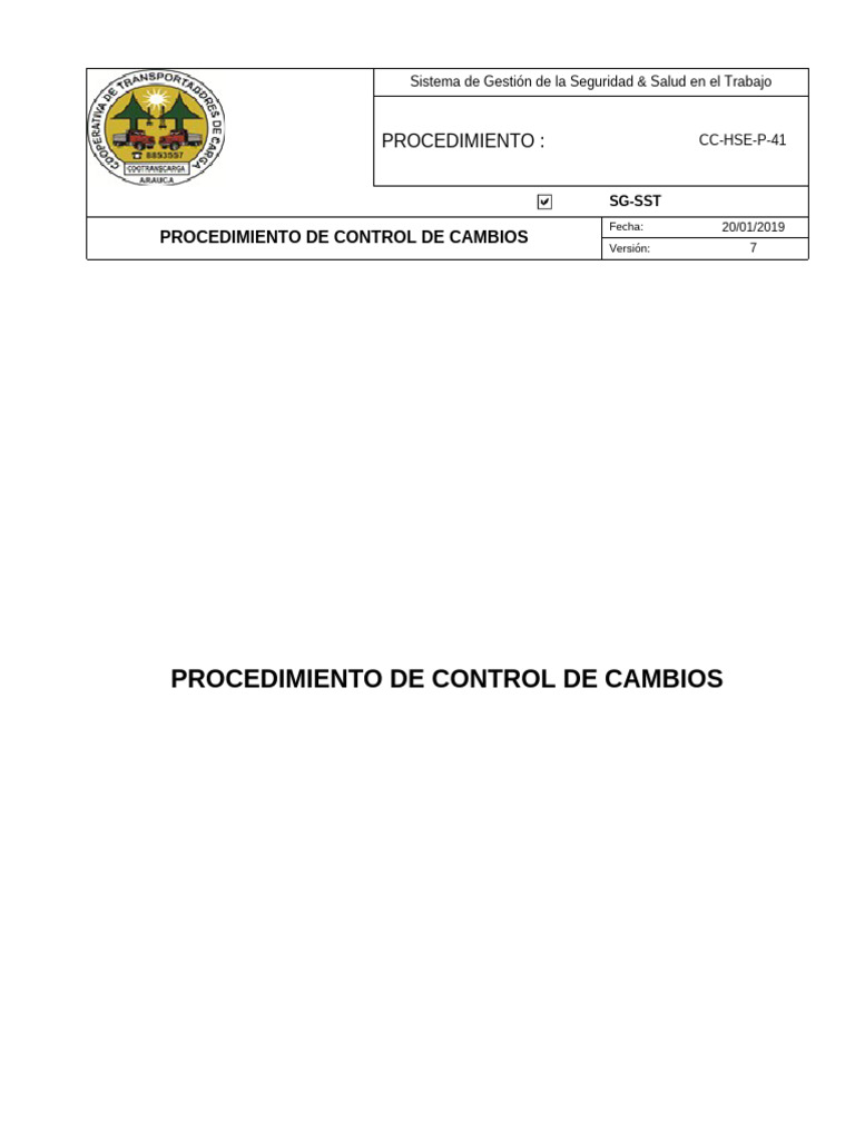 CC-HSE-P-41 Control de Cambios | PDF
