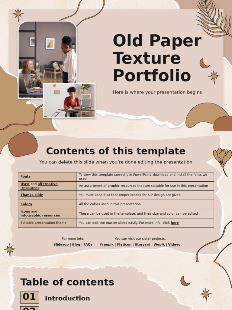 Old Paper Texture Portfolio - by Slidesgo | PDF