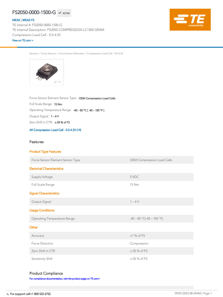 Product FS2050 0000 1500 G.datasheet | PDF