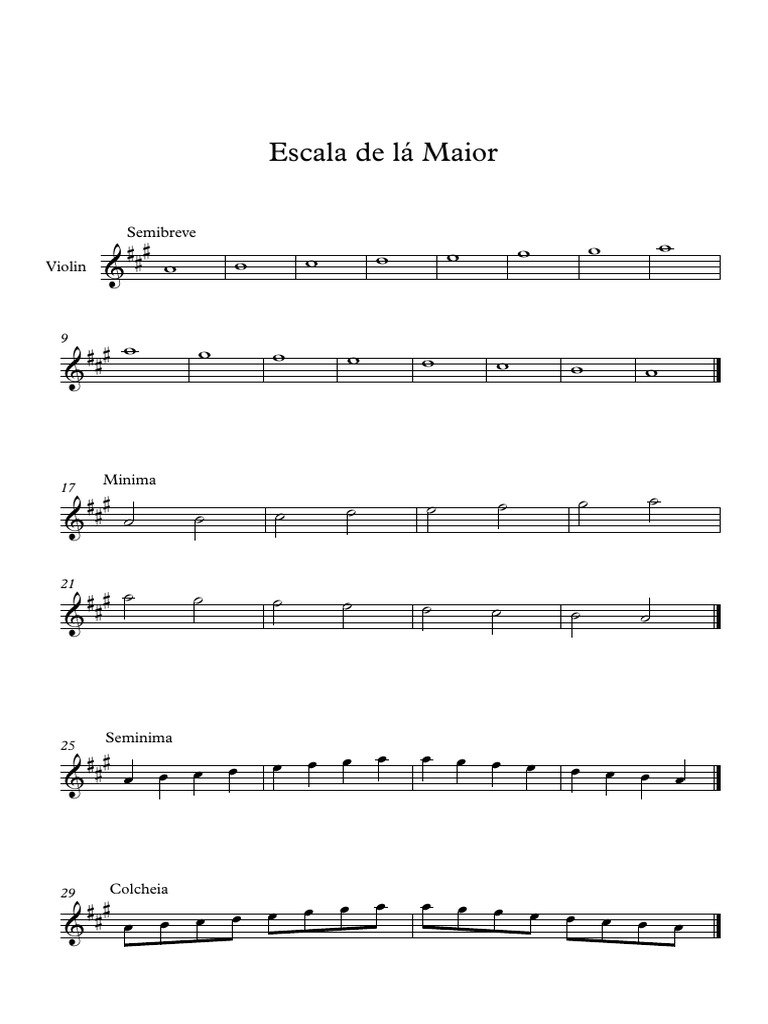 Escala de Lá Maior - Partitura Completa | PDF