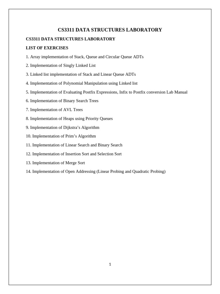 CS3311 Data Structures Laboratory | PDF