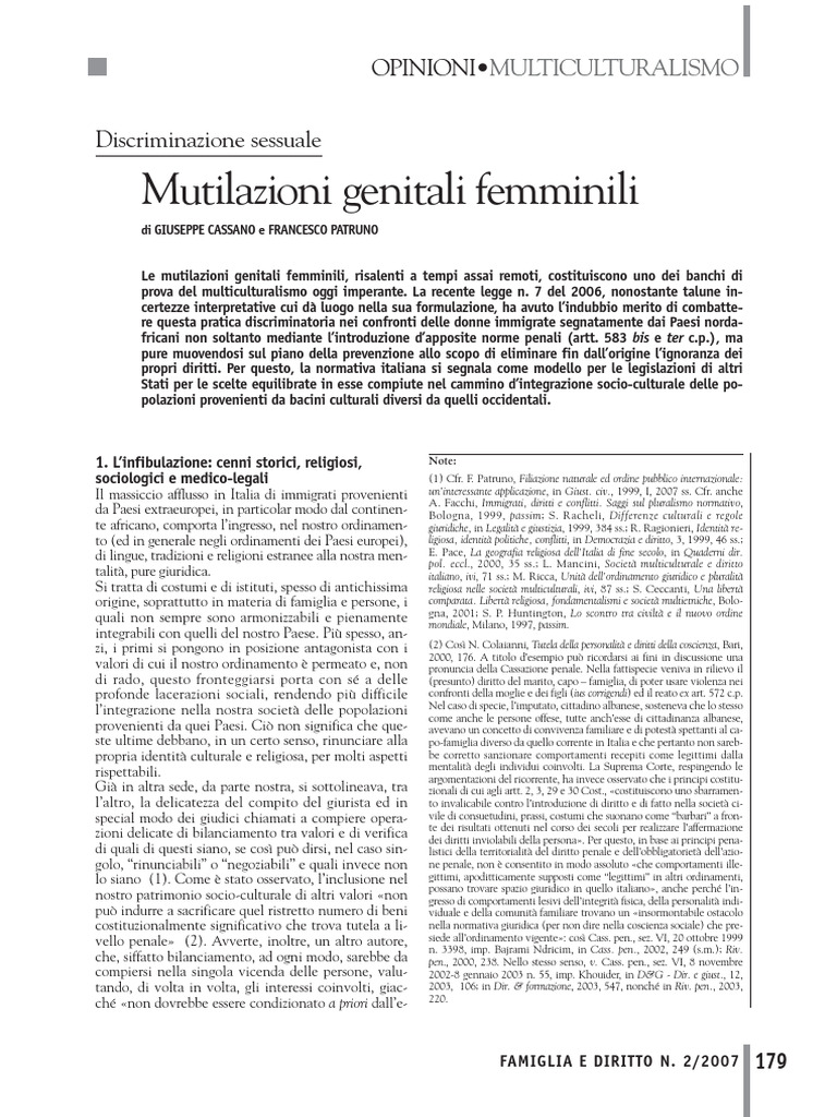 Mutilazioni Genitali Femminili Scritto C | PDF