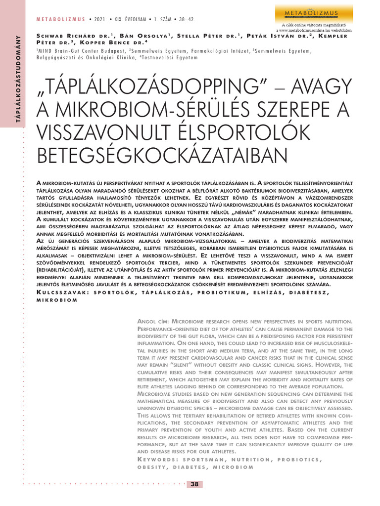 Schwab R Taplalkozas Dopp Ing Metabolizmus 2021 | PDF