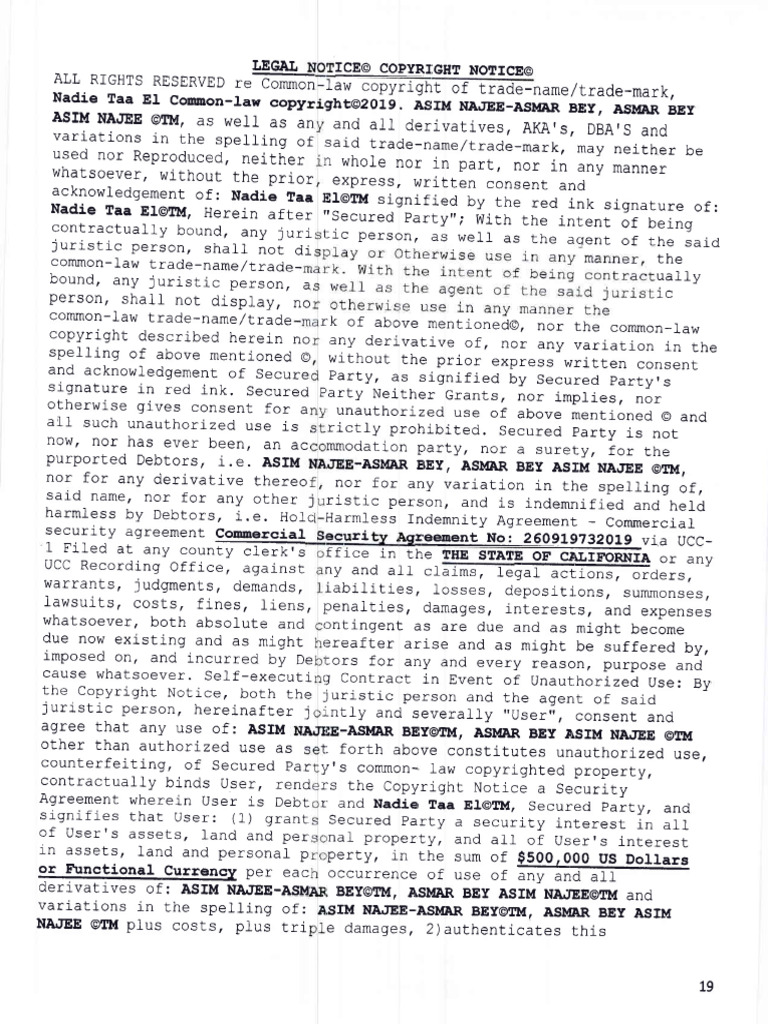 Legal Notice Recorded With UCC-1 File No.: 2024-0250259, File Date: (08 ...
