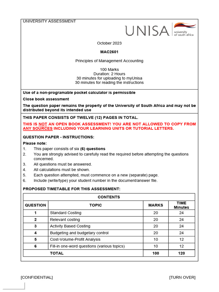 MAC2601 2023 Oct QP | PDF