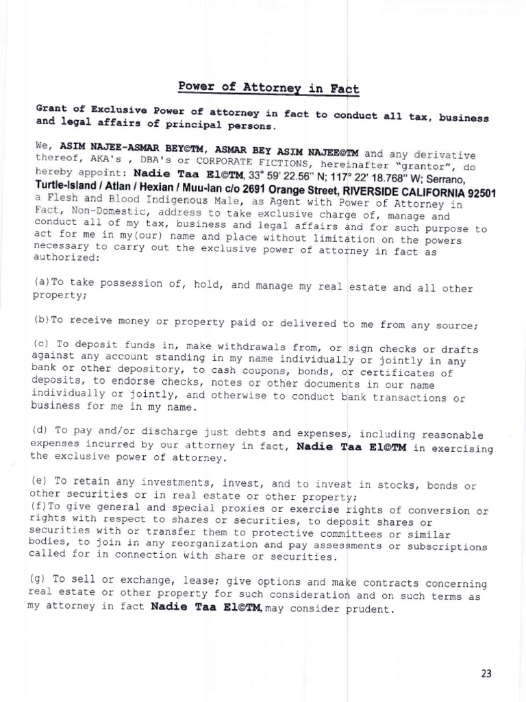 Power of Attorney Recorded With UCC-1 File No.: 2024-0250259, File Date ...