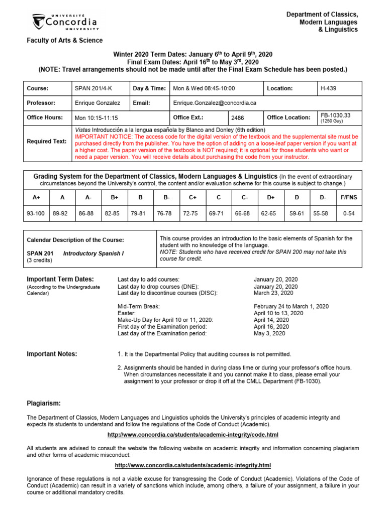 SPAN 201 Exercises | PDF