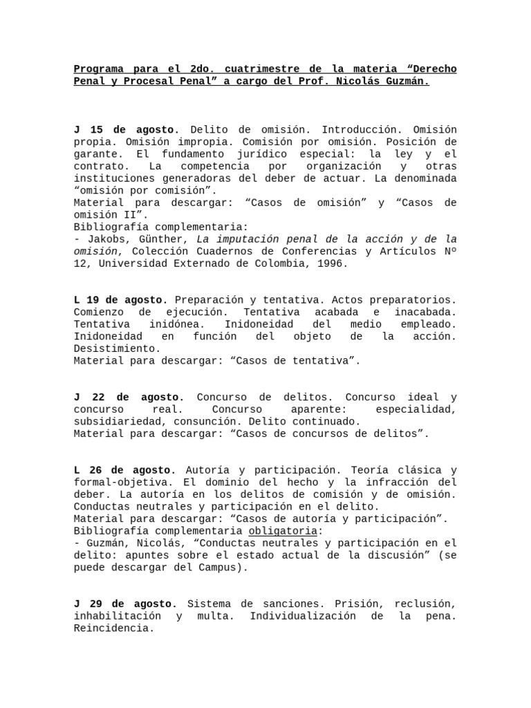 Programa de La Materia 2024 (2do Cuatrimestre) | PDF