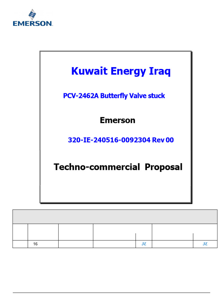 PCV-2462A Butterfly Valve Stuck - Emerson Proposal | PDF PCV-2462A Butterfly Valve Stuck - Emerson Proposal | PDF