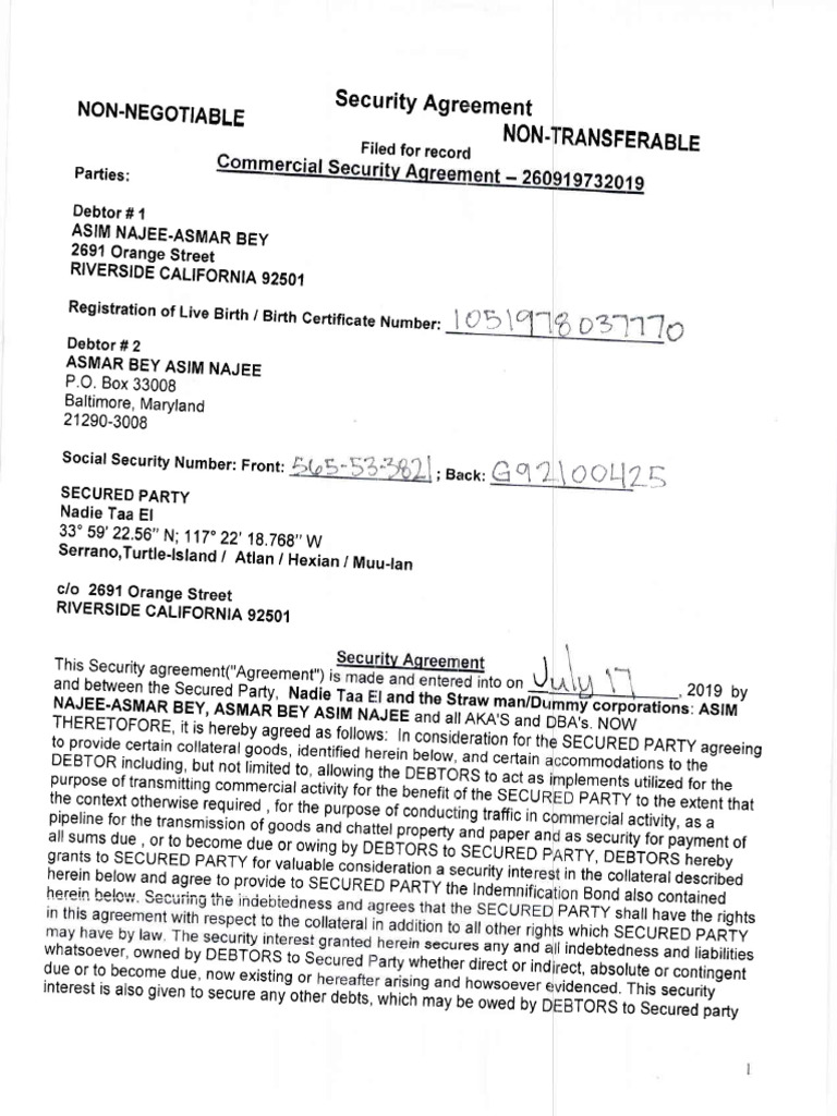 Security Agreement Recorded With UCC-1 File No.: 2024-0250259, File Date: (08/21/2024) | PDF