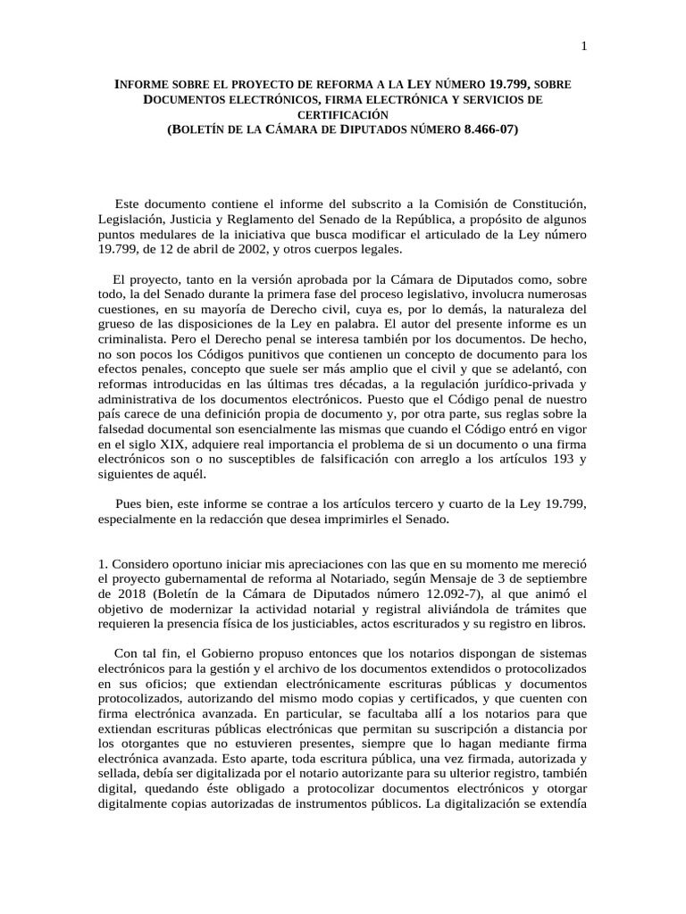 Reforma Ley 19.799: Documentos y Firma Electrónica | PDF
