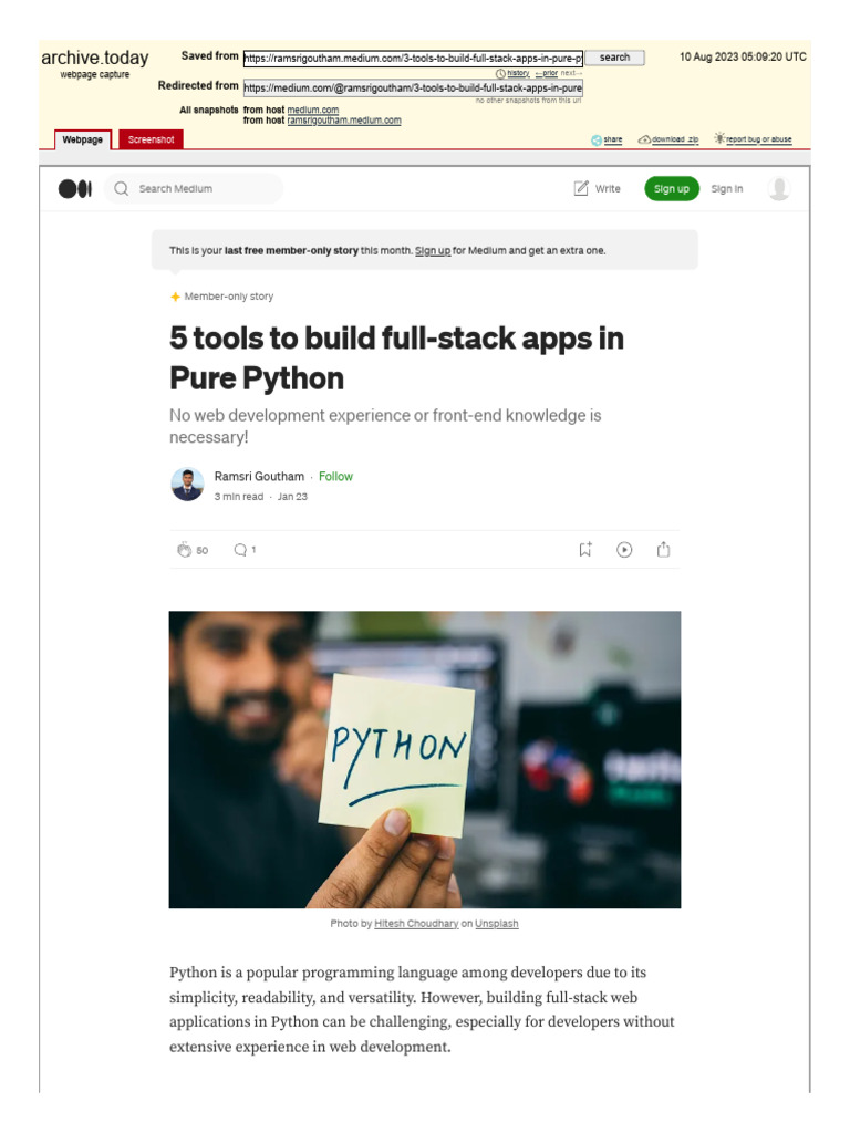 5 tools to build full-stack apps in Pure Python _ by Ramsri Goutham ... 5 tools to build full-stack apps in Pure Python _ by Ramsri Goutham ...