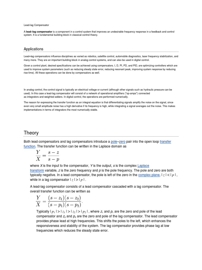 Lead Lag or | Control Theory | Electromagnetism