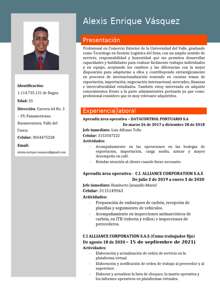 Curriculum Alexis Vasquez | PDF