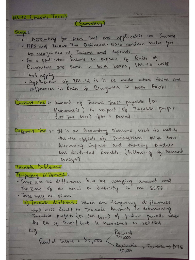 Summary IAS 12 | PDF