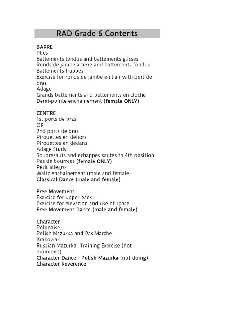 ESB Resources THeory RAD Grade 6 Syllabus | PDF