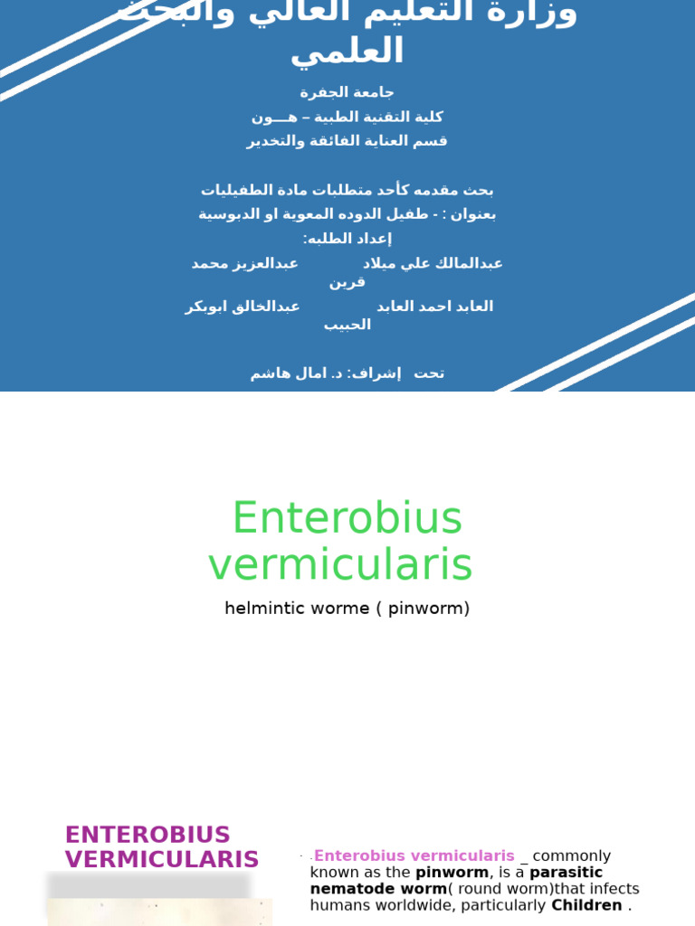 Enterobius Vermicularis (Pinworms) | PDF