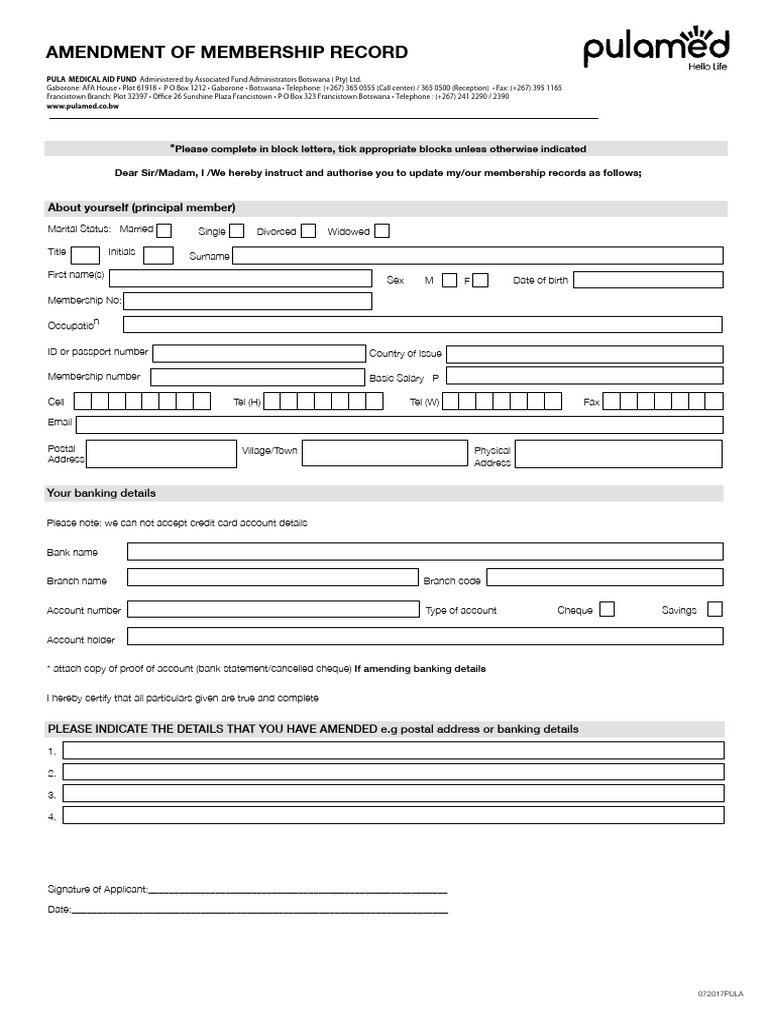 Amendment of Membership Record | PDF | Cheque
