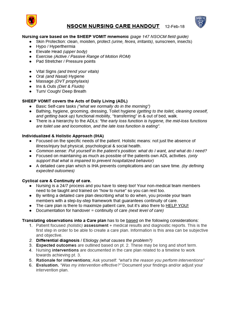 PFC Nursing Mnemonic Sheep Vomit | PDF