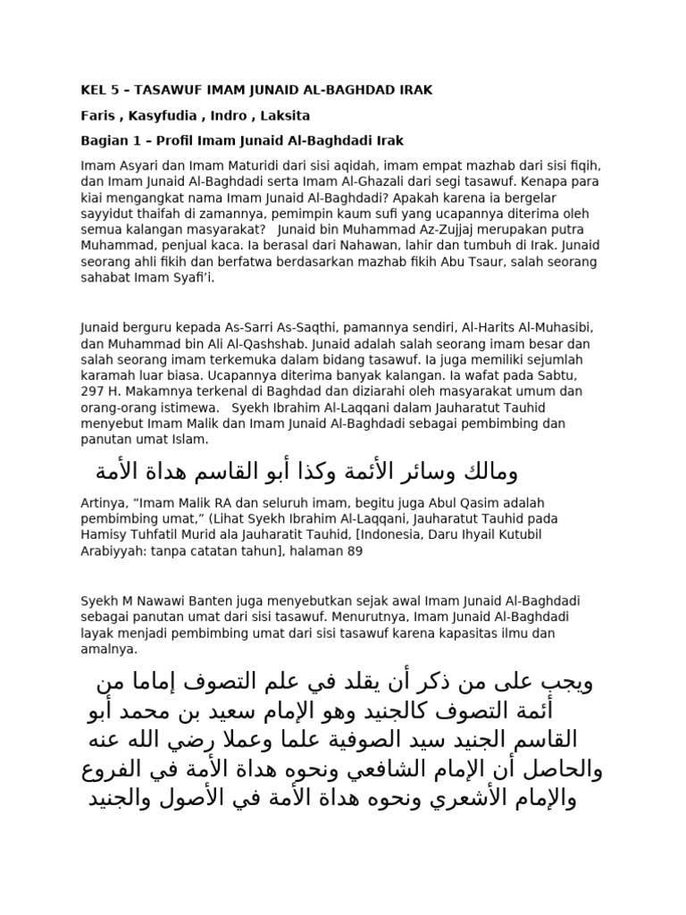 11ipa5 Akidah Kel5 Imam Junaid AlBaghdad 26032021 | PDF