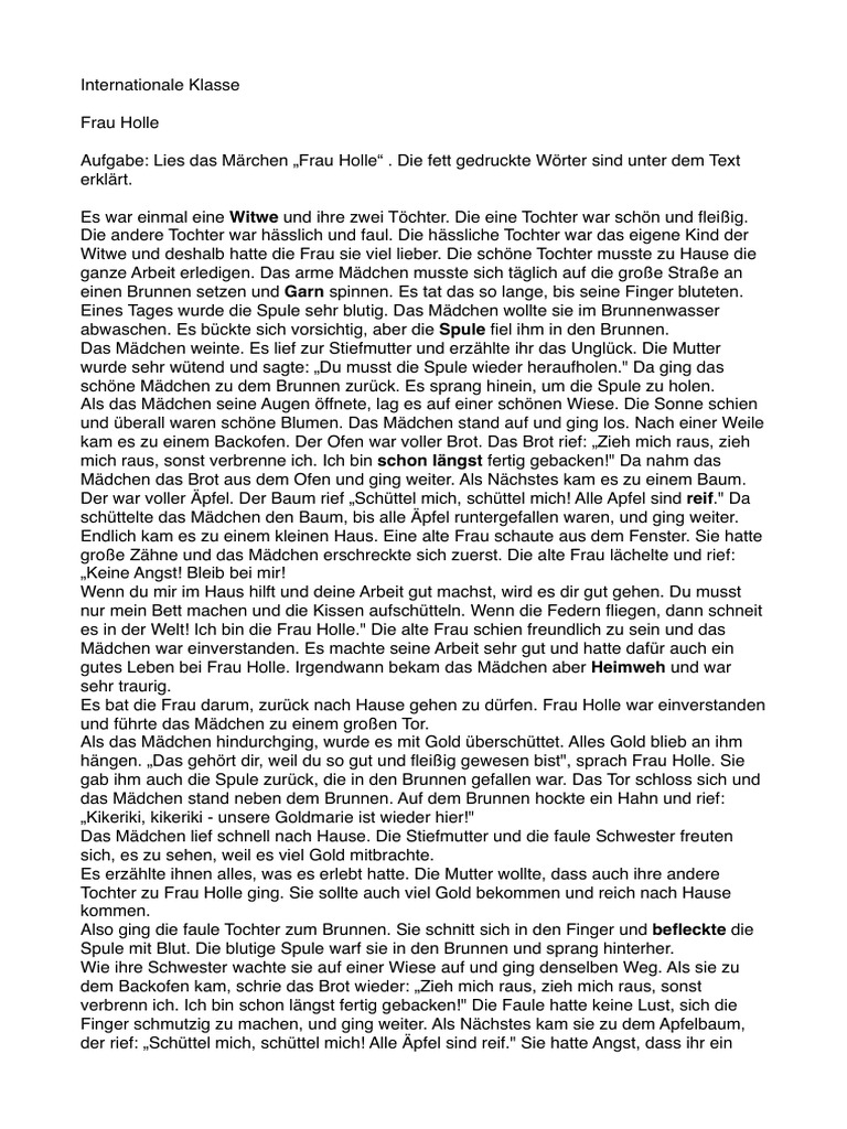 Frau Holle Schwer | PDF