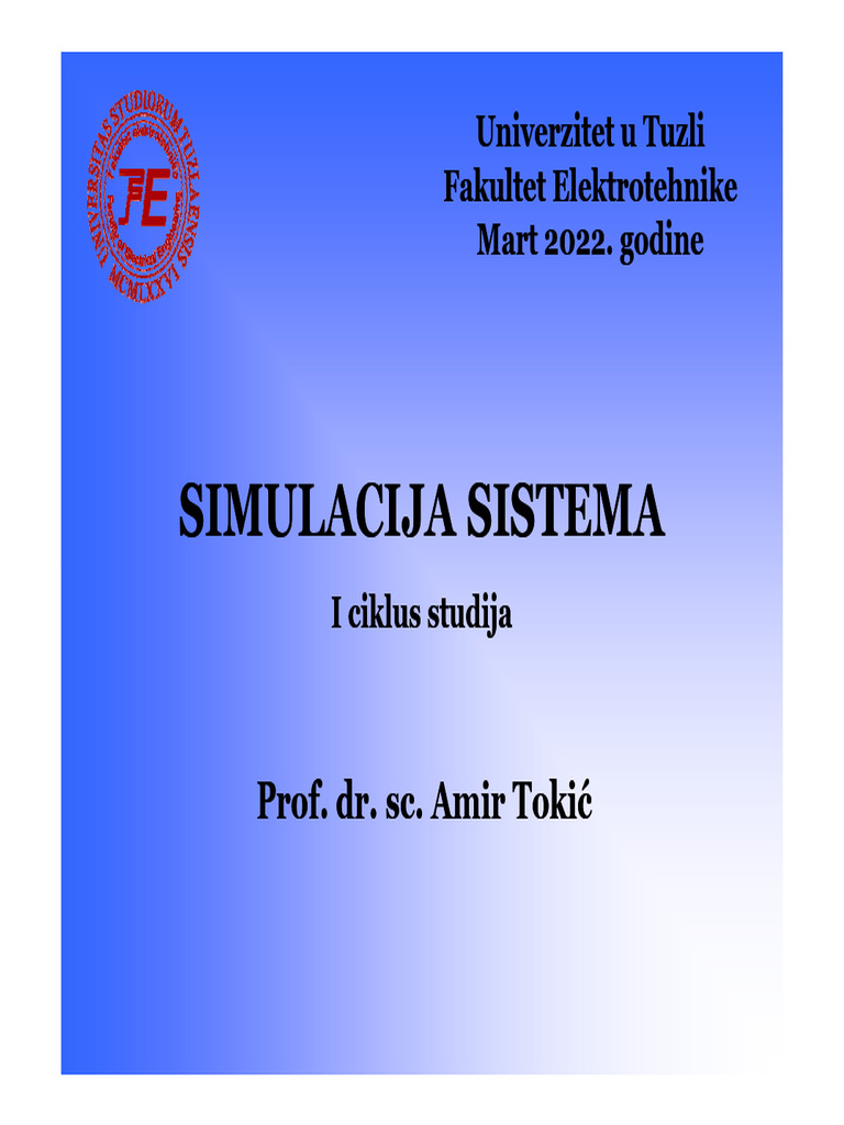 Simulacija Sistema Predavanja 1 Do 3 | PDF