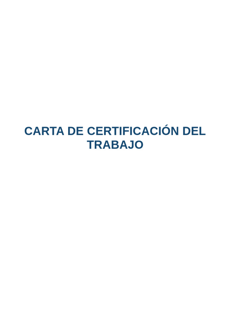 CARTA DE CERTIFICACION DEL TRABAJO | PDF