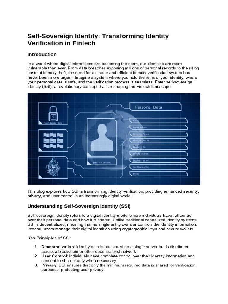 Self-Sovereign Identity: Transforming Identity Verification in Fintech ... Self-Sovereign Identity: Transforming Identity Verification in Fintech ...