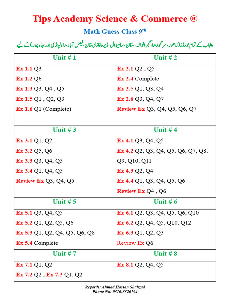 Math Guess - 9th | PDF