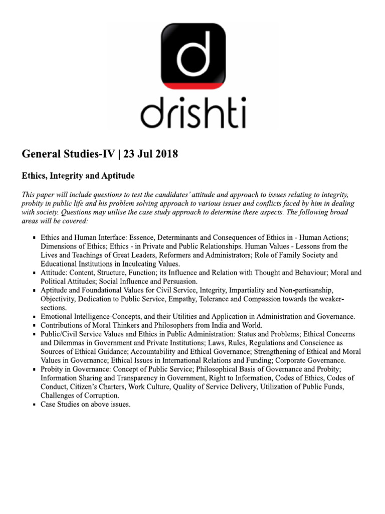GS-4 Detailed Syllabus | PDF