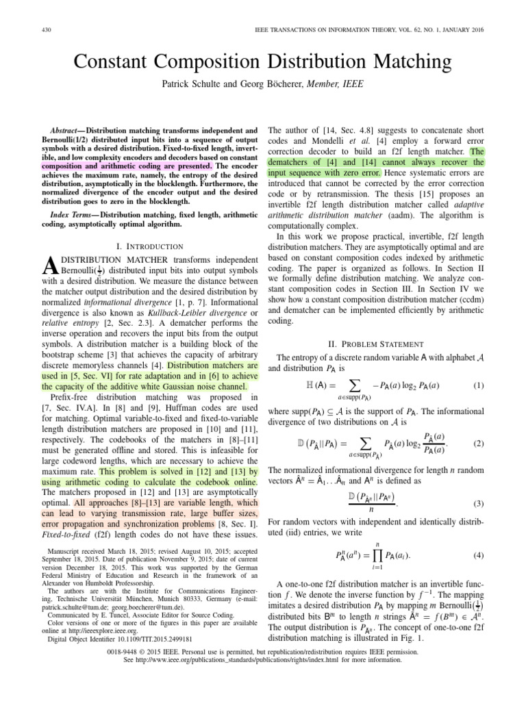 Constant Composition Distribution Matching | PDF | Mathematics | Computers