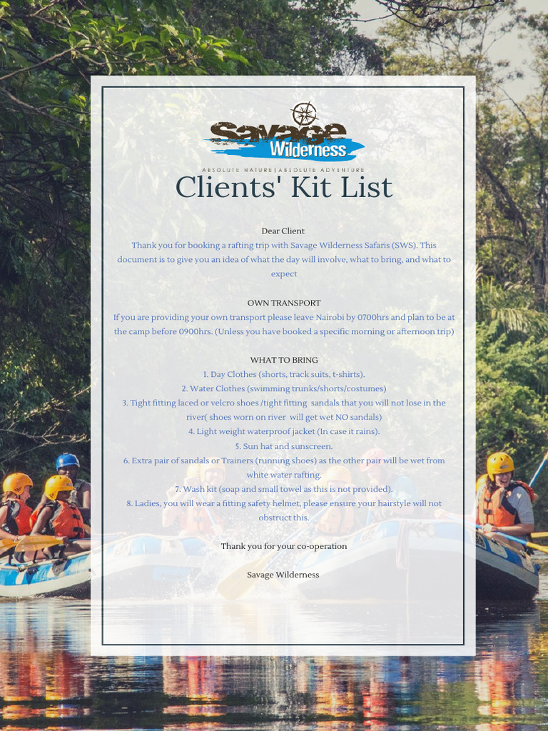 Rafting Kit List(2) | PDF