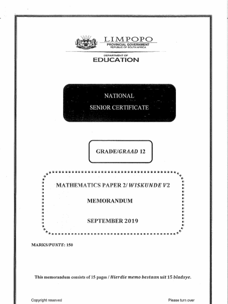 GR 12 Limpopo Sep 2019 P2 Memo | PDF