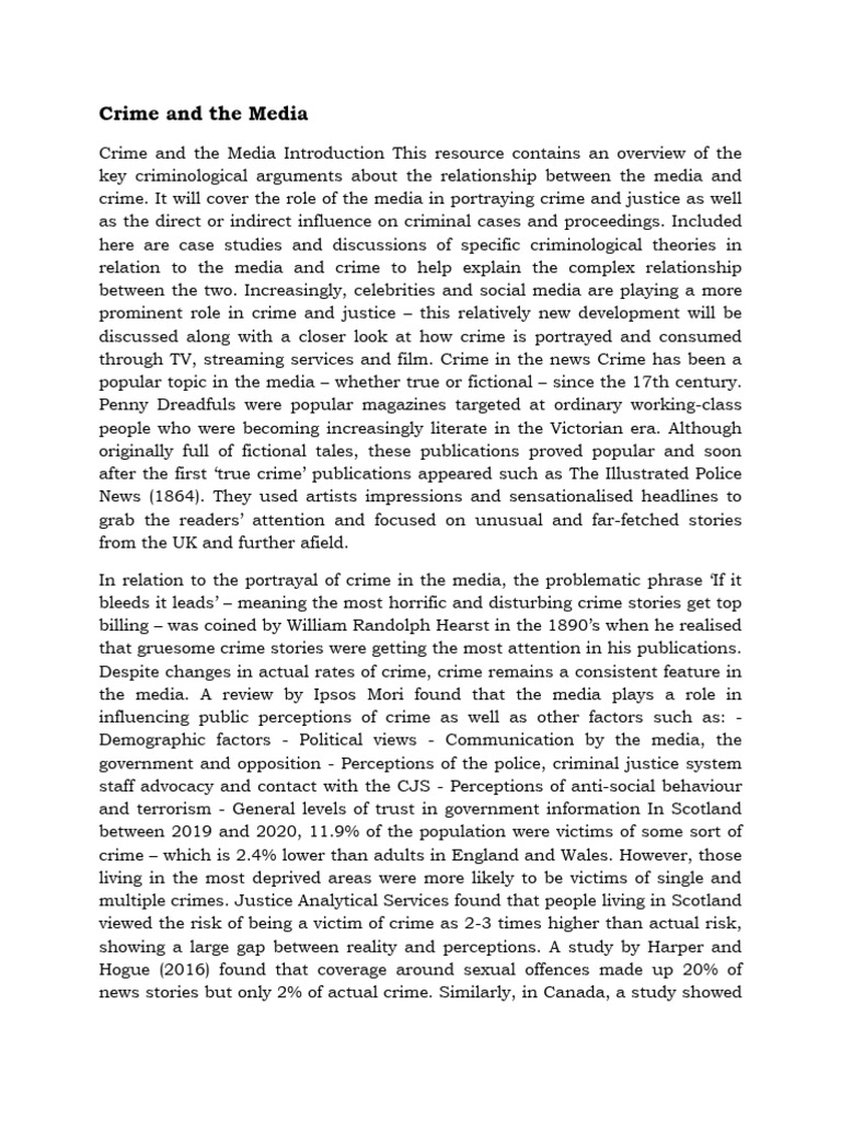 Crime and The Media | PDF | Crimes | Crime & Violence