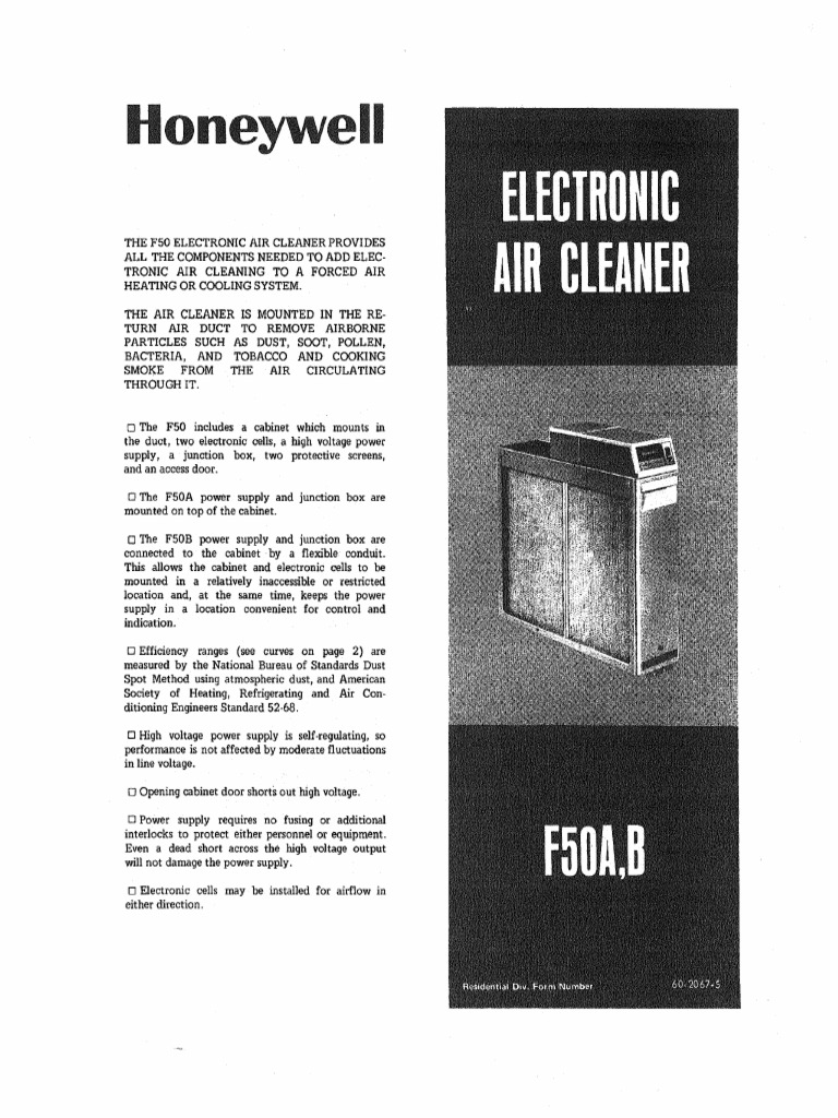 Air Filter - Furnace - Honeywell-F50A-F50B-owners-manual | PDF