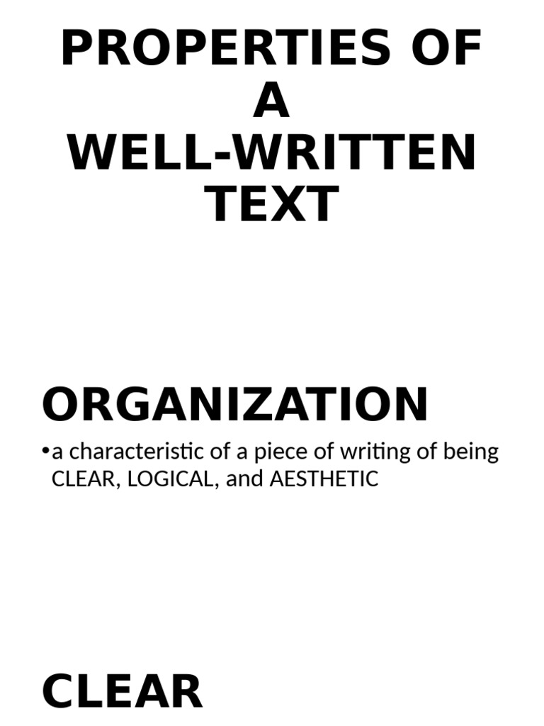 Properties of A Well Written Text | PDF