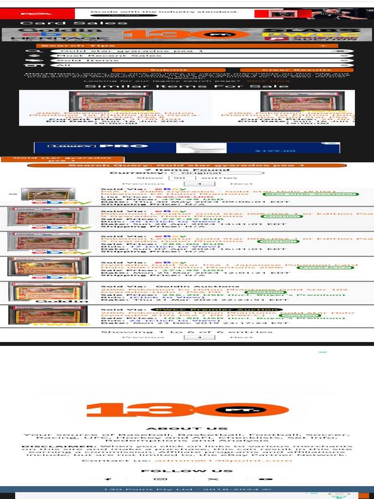 Card Sales - 130 Point | PDF