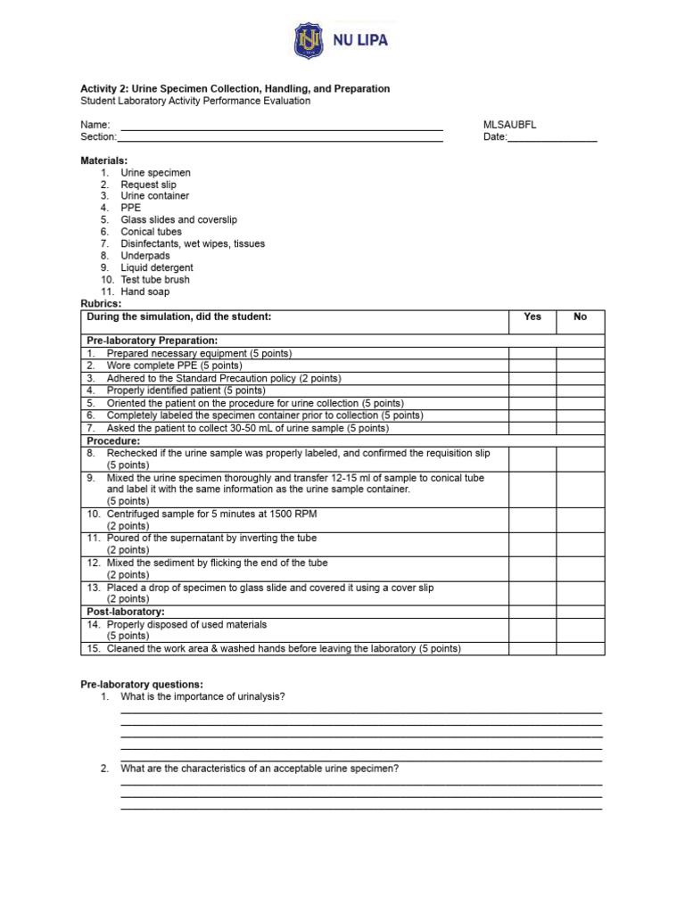 Activity-3-urine-specimen-collection-and-handling | PDF