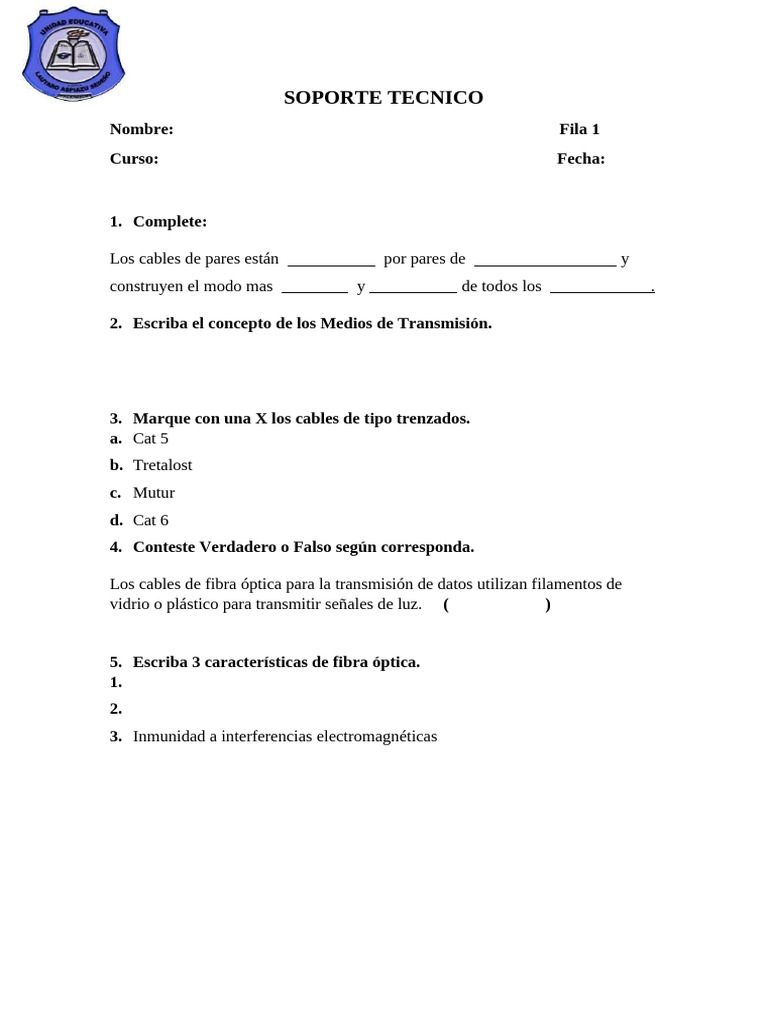 FILA 1 Y 2 SOPORTE TECNICO | PDF
