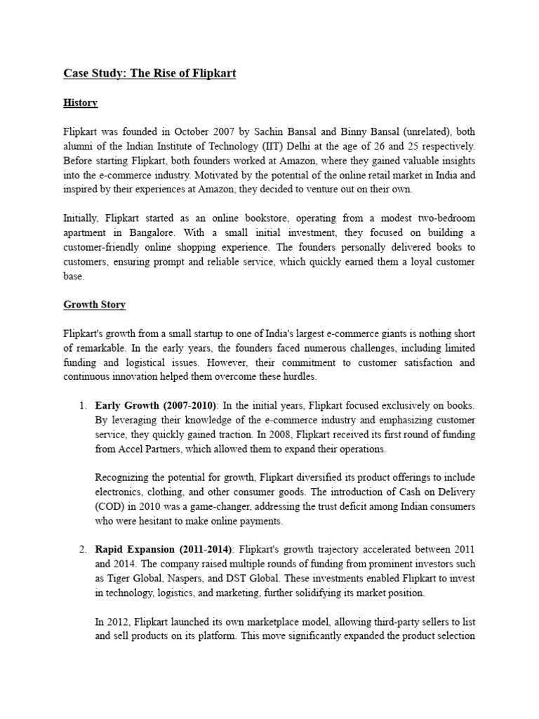 Case Study - The Rise of Flipkart | PDF | Marketing | E Commerce