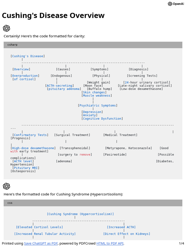 Cushing's Disease Overview (1) Print | PDF | Medical Specialties ...