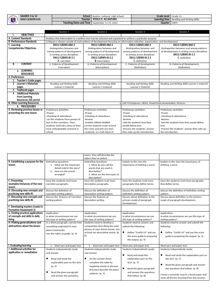 RWS DLL Week 3 | PDF | Learning | Literacy