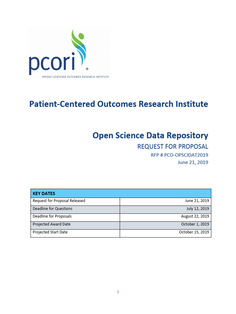 PCORI IDIQ Open Science Data Repository RFP 062119 | PDF