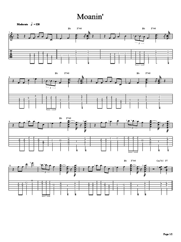 Moanin Chord Melody | PDF