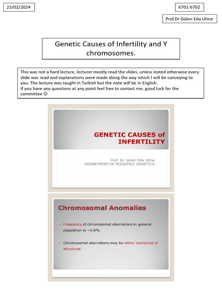 6701-6702. Genetic Causes of Infertility and Y Chromosome | PDF ...