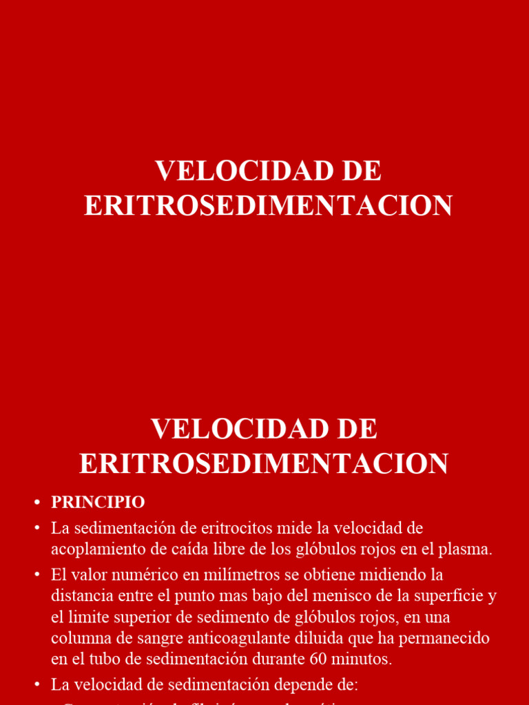 Velocidad de Eritrosedimentacion | PDF