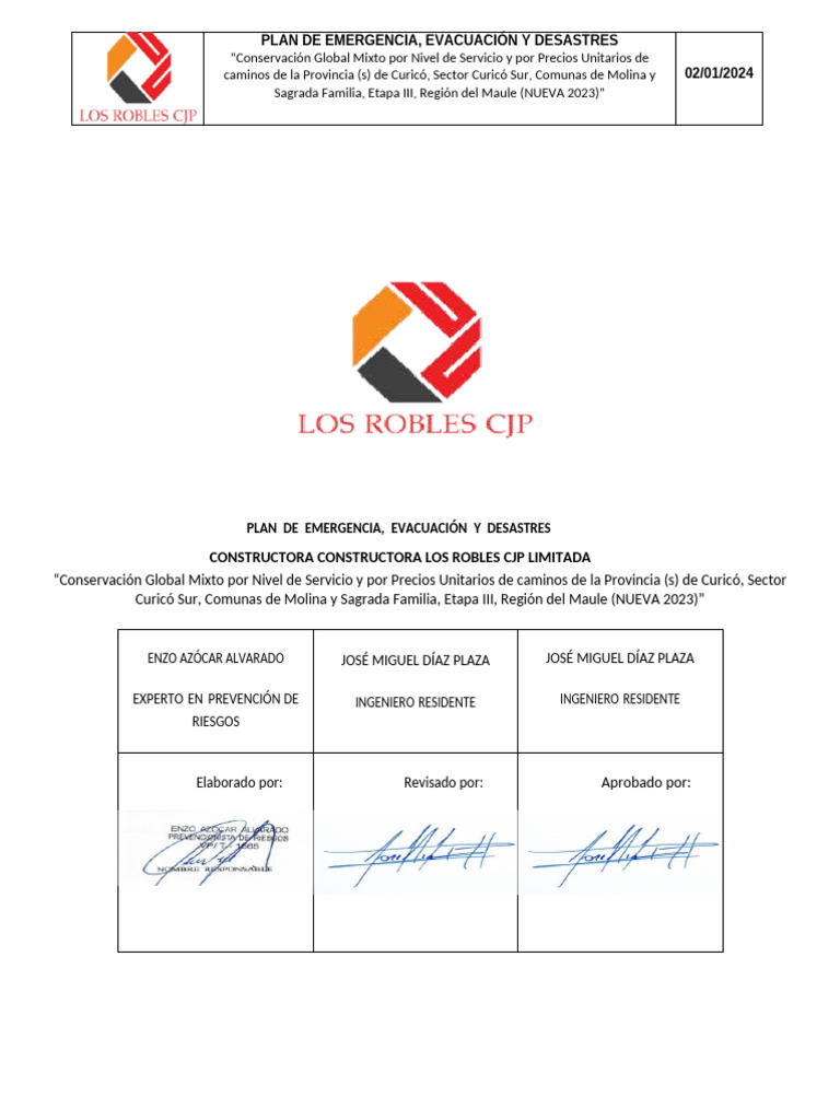 Plan de Emergencia Los Robles | PDF
