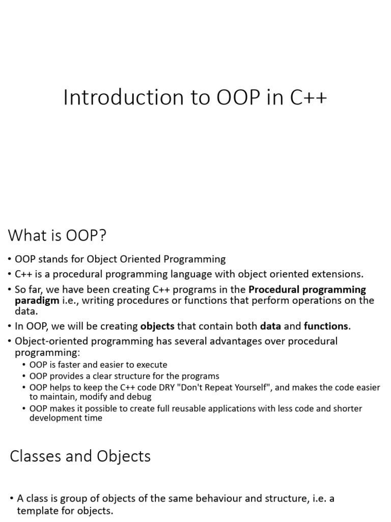 Introduction To OOP in C++ New | PDF