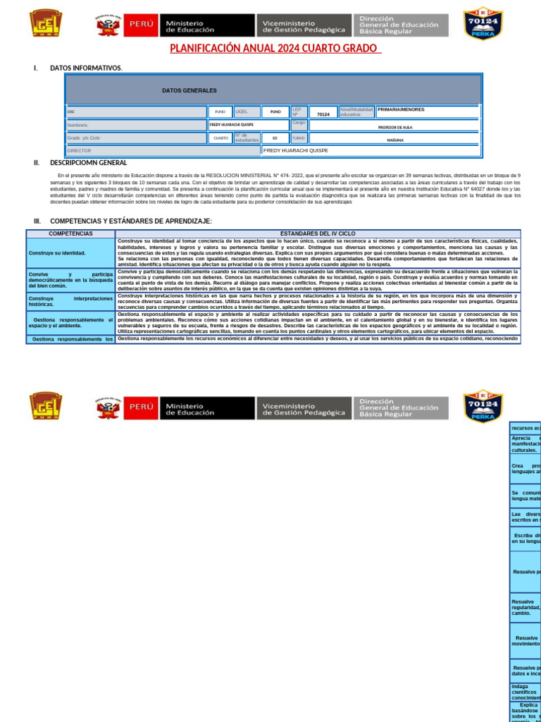 Matriz de Planificacion Anual | PDF