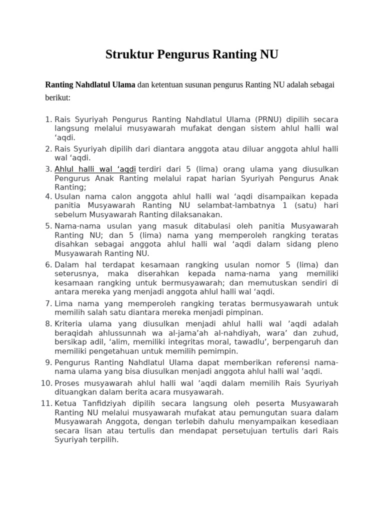 Struktur Ranting Nu | PDF